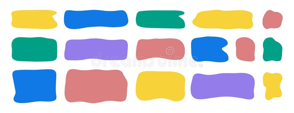 Hand Drawn Doodle Organic Colorful Rectangle Frame Set. Abstract Liquid ...