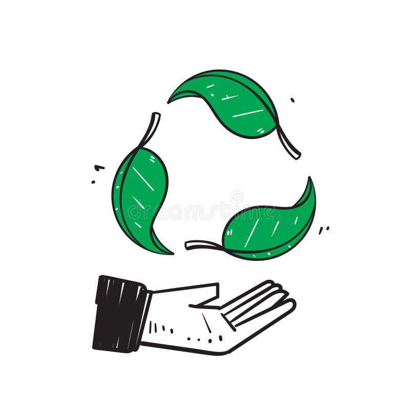 Hand Drawn Doodle Organic Recycle Icon Illustration Vector Stock Vector ...