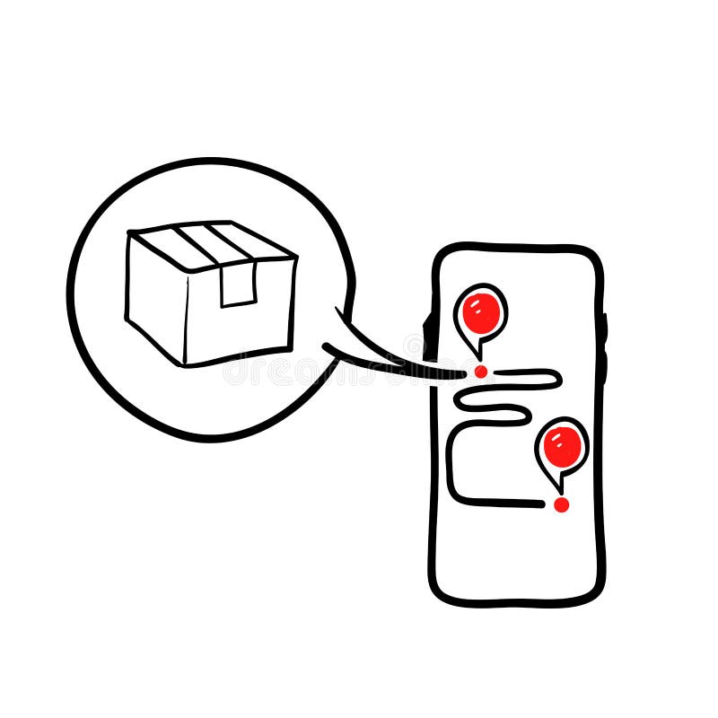 Hand Drawn Doodle Package Location Delivery Icon Illustration Vector ...