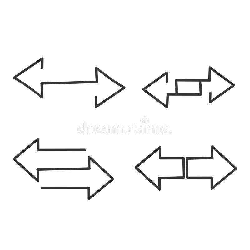 Hand Drawn Doodle a Pair of Arrows in Opposite Directions Illustration ...