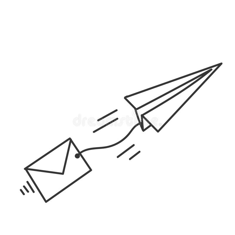 Hand Drawn Doodle Paper Plane Holding Email Illustration Stock Vector ...