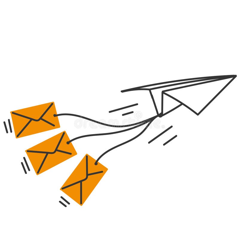 Hand Drawn Doodle Paper Plane Holding Email Illustration Stock Vector ...