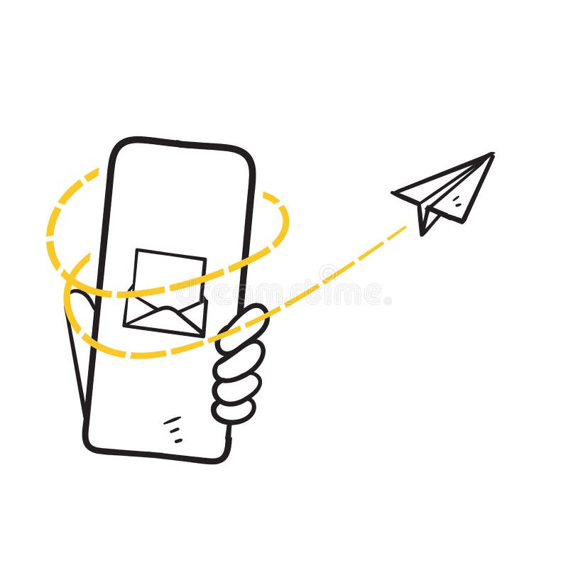 Hand Drawn Doodle Paper Plane and Mail Concept for Email Marketing ...