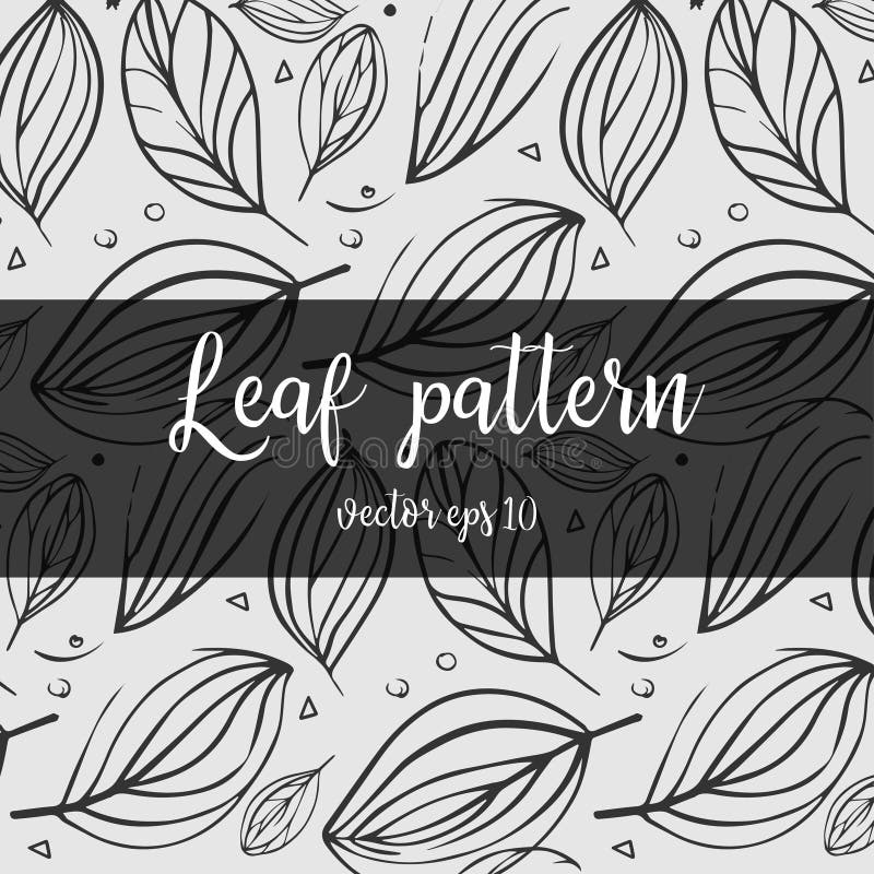Hand Drawn Doodle Pattern with Leaves Stock Illustration - Illustration ...