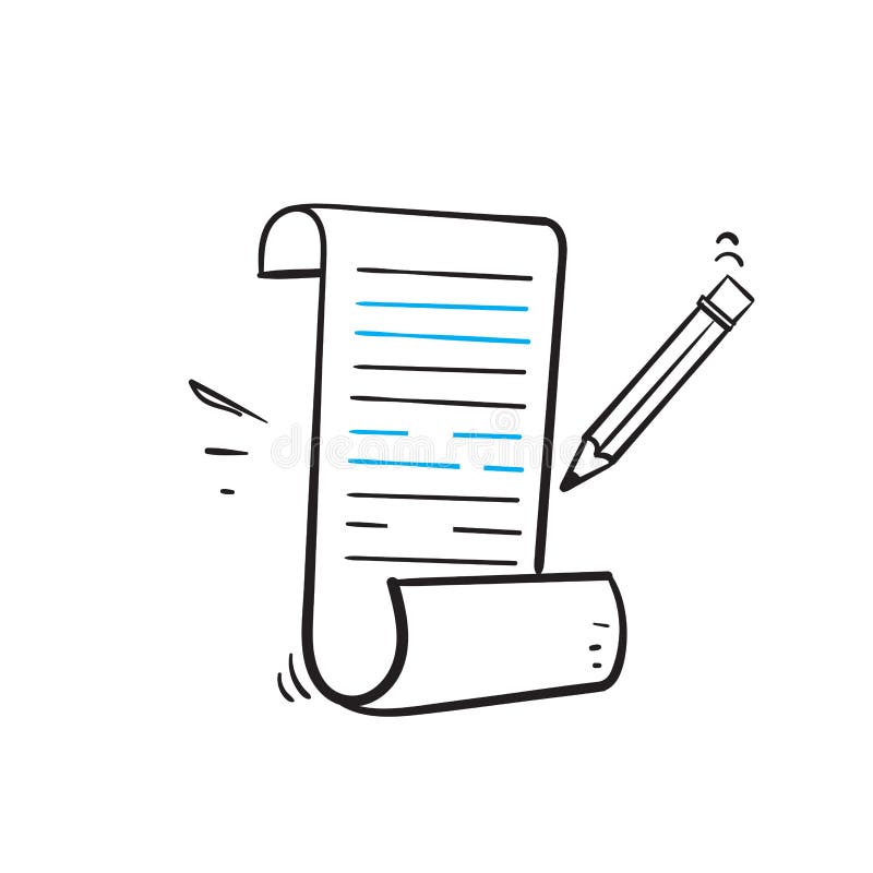 Hand Drawn Doodle Pencil and Paper Symbol for Creative Writing ...
