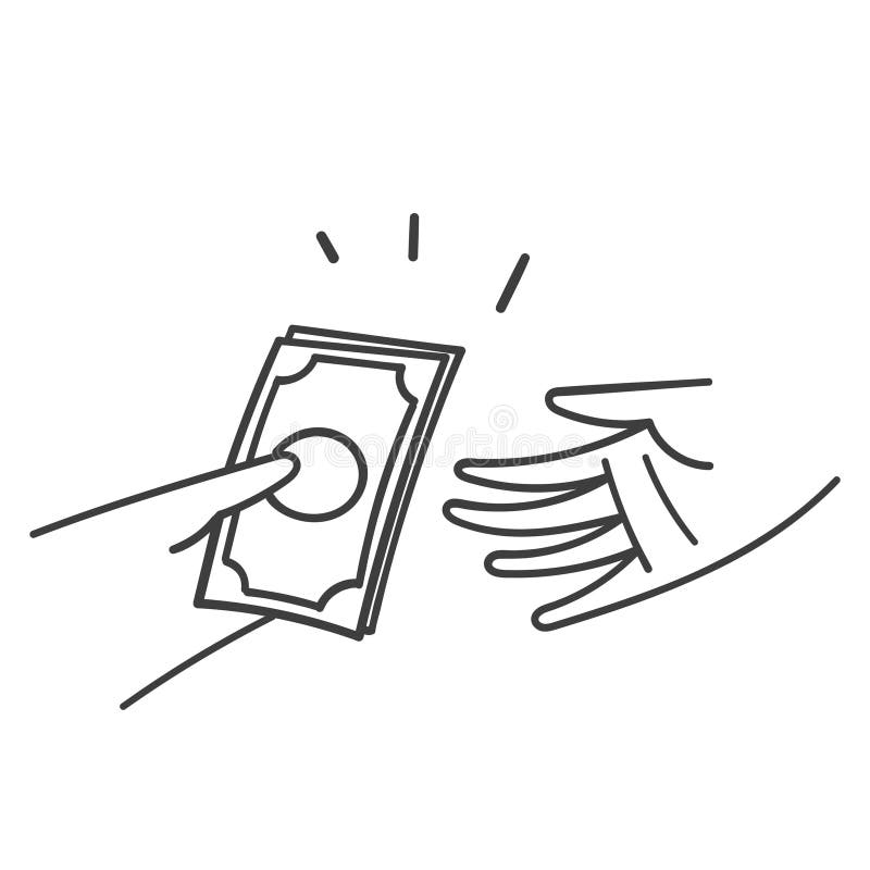 Hand Drawn Doodle People Pay Cash Illustration Vector Stock Vector ...