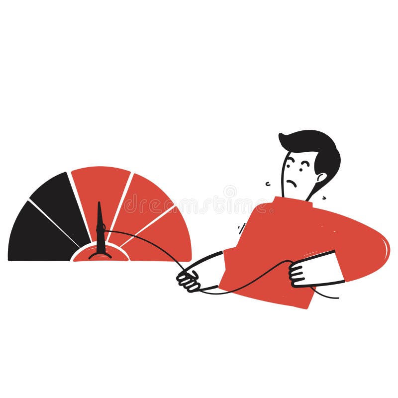 Hand Drawn Doodle People Trying To Raise the Level Meter Indicator ...