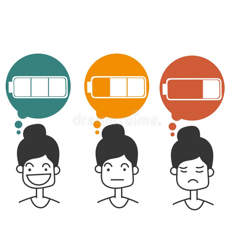 Hand Drawn Doodle Person with Battery Level Indicator Illustration ...