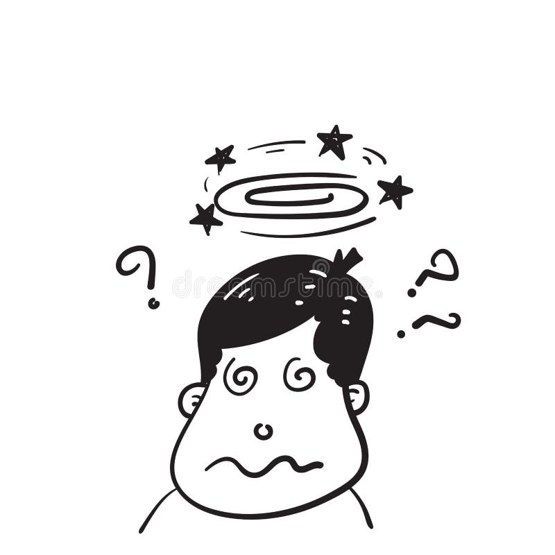Hand Drawn Doodle Person Confused and Dizzy Illustration Vector Stock ...