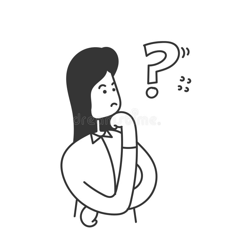 Hand Drawn Doodle Person Doubts with Question Mark Symbol Illustration ...