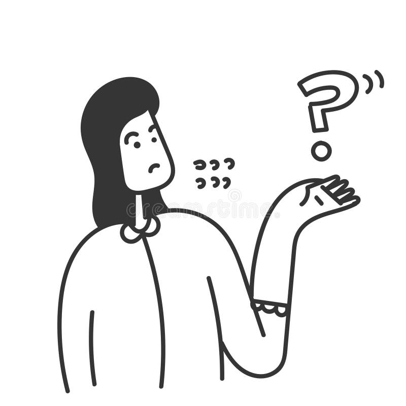 Hand Drawn Doodle Person Doubts with Question Mark Symbol Illustration ...