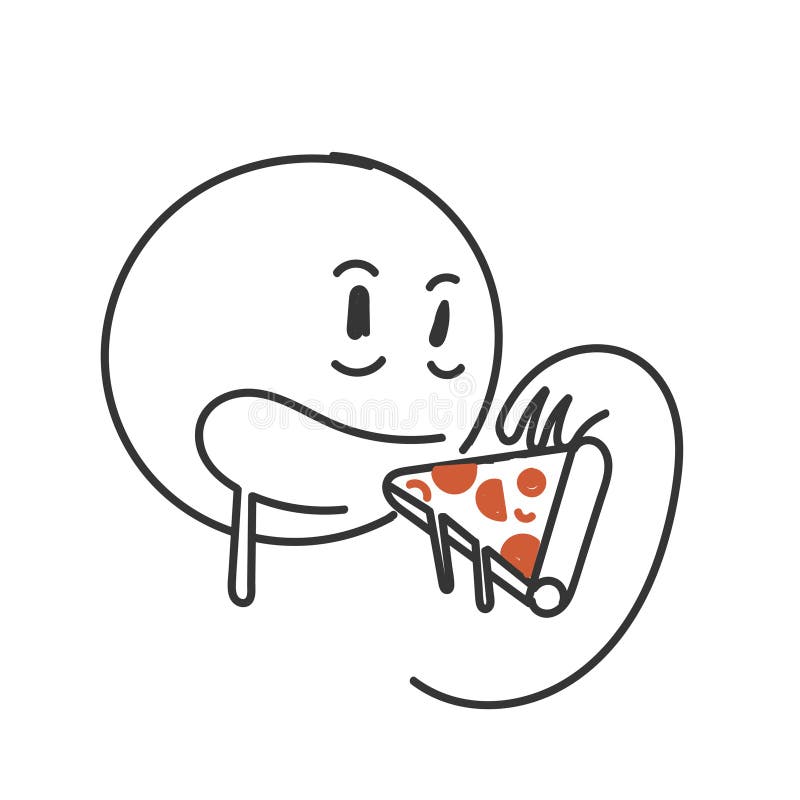 Hand Drawn Doodle Person Eat Pizza Illustration Stock Vector ...