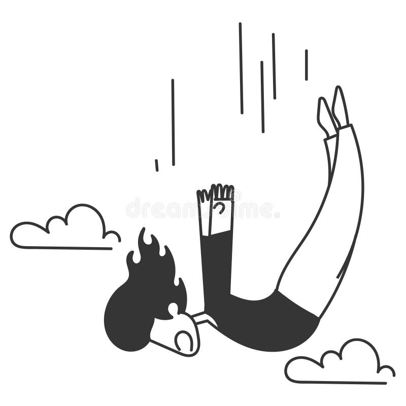 Hand Drawn Doodle Person Falling from the Sky Illustration Stock Vector ...