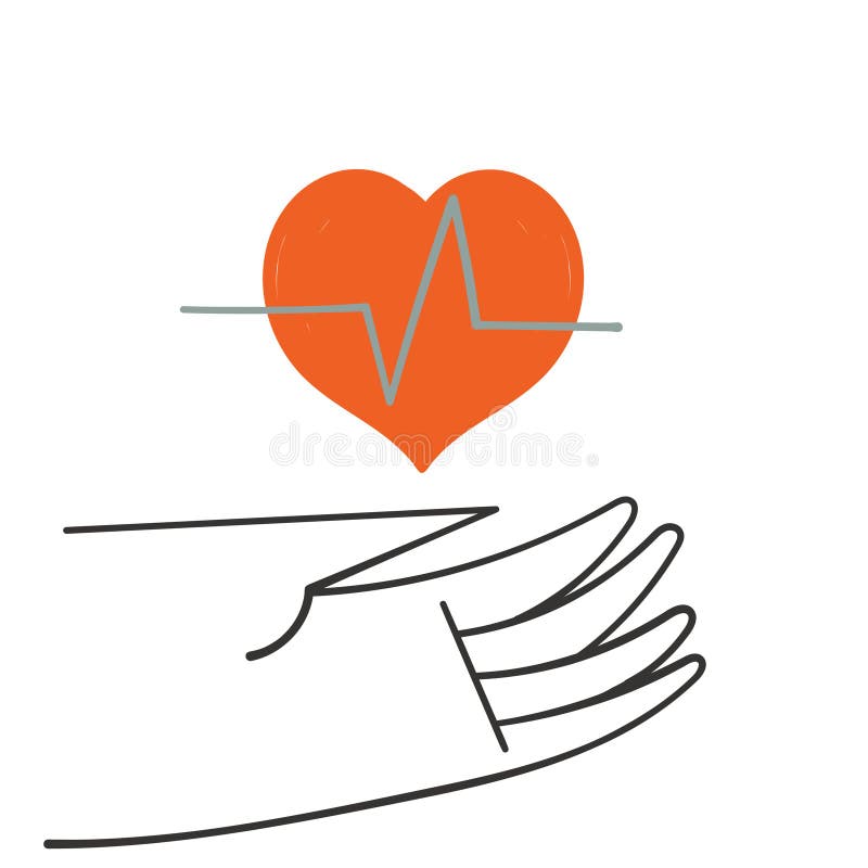 Hand Drawn Doodle Person Holding Heart Beat Illustration Vector ...