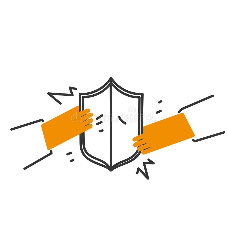 Hand Drawn Doodle Person Holding Shield Illustration Vector Stock ...