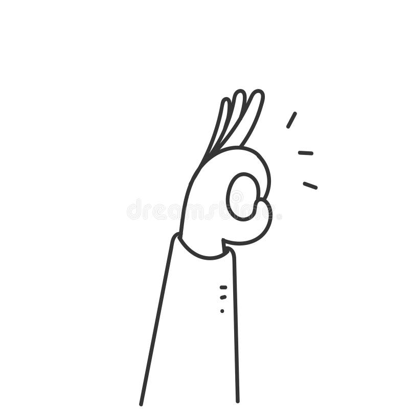 Hand Drawn Doodle Person with Hand Ok Sign Stock Illustration ...