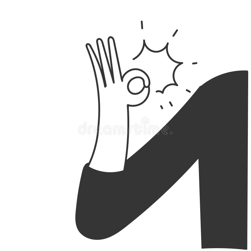 Hand Drawn Doodle Person with Hand Ok Sign Stock Illustration ...
