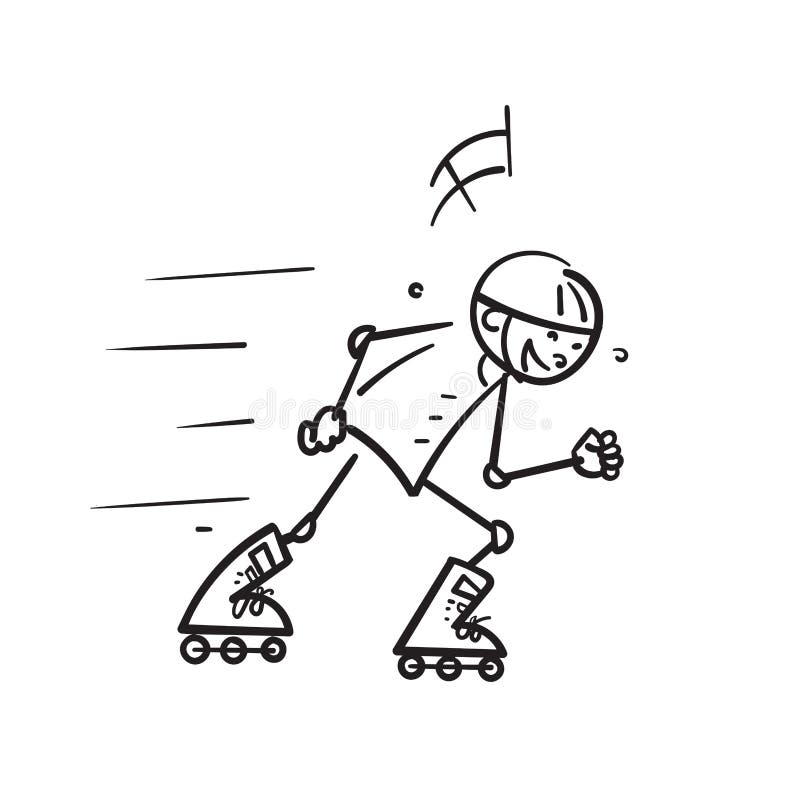 Hand Drawn Doodle Person Play Inline Skate Illustration Vector Stock ...