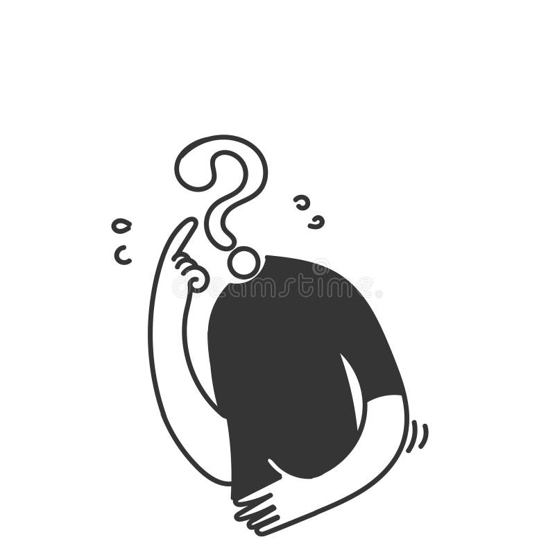 Hand Drawn Doodle Person with Question Mark Head Illustration Stock ...