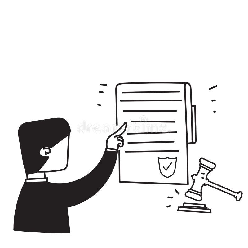 Hand Drawn Doodle Person Reading Legal Document Illustration Stock ...