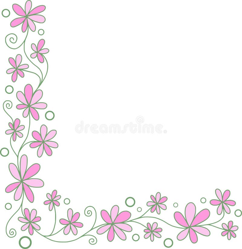 Hand Drawn Doodle Pink Daisy Flower Frame Stock Illustration ...