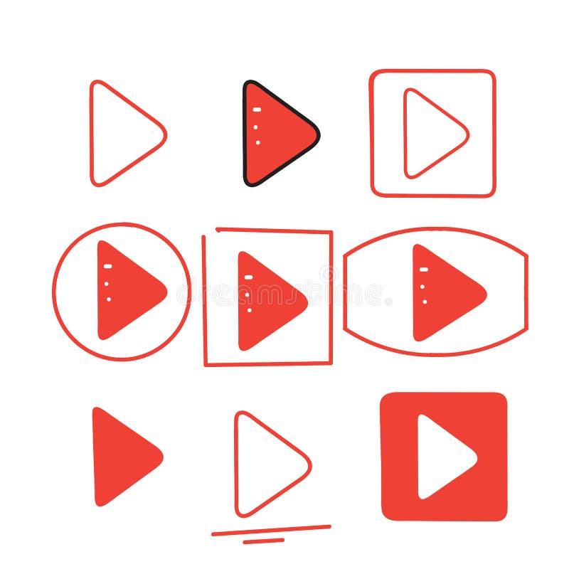 Hand Drawn Doodle Play Button Illustration Vector Isolated Stock Vector ...