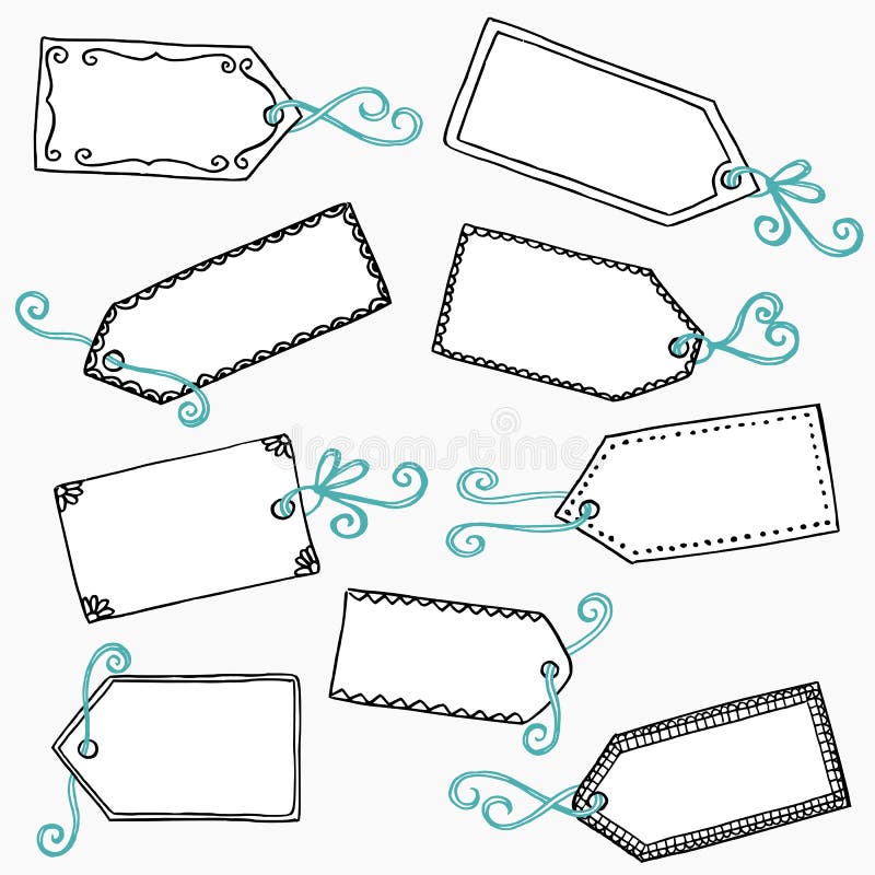 Hand Drawn Doodle Price Tags or Gift Labels Stock Vector - Illustration ...