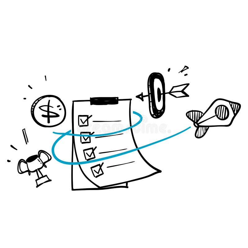 Hand Drawn Doodle Project Management Related Icon Illustration Vector ...