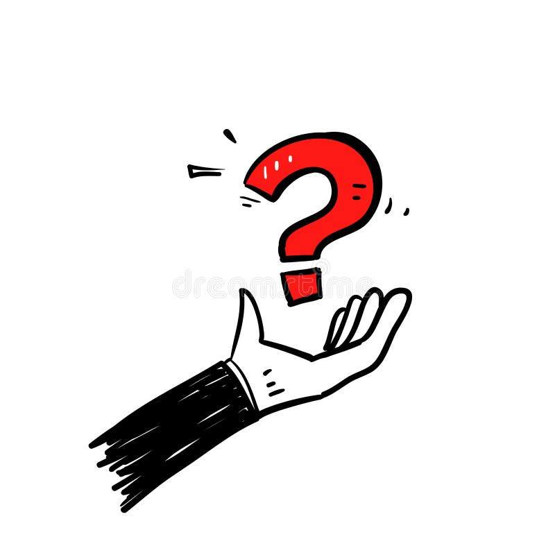 Hand Drawn Doodle Question Mark on Palm Hand Illustration Isolated ...