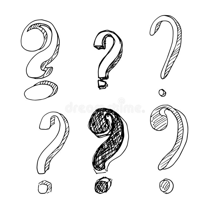 Hand Drawn Doodle Questions Marks Set Stock Illustration - Illustration ...