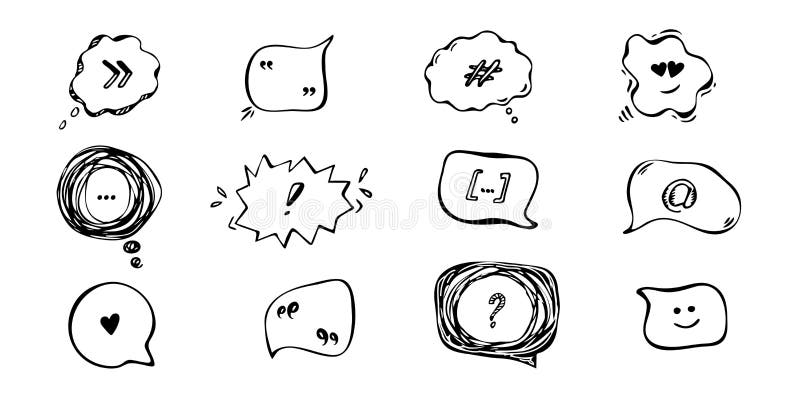 Hand Drawn Doodle Quotes Boxes, Speech Bubbles, Sketch Vector Frames ...