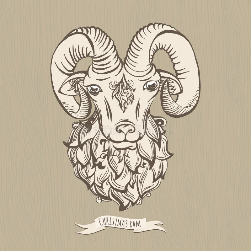 Hand drawn doodle ram stock vector. Illustration of merry - 47291485