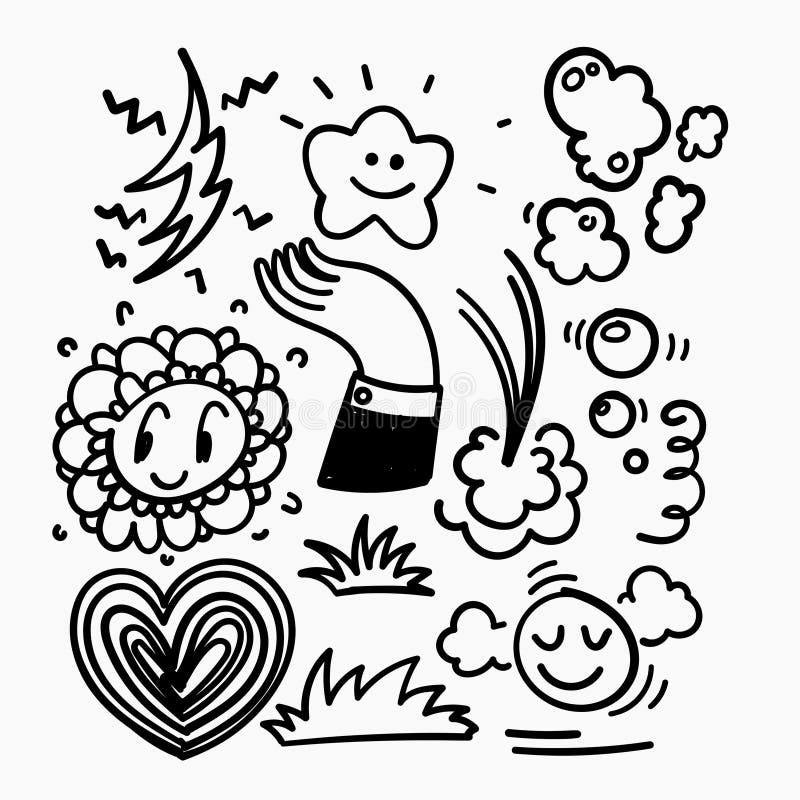 Hand Drawn Doodle Random Element Collection Illustration Stock Vector ...