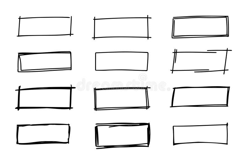 Hand Drawn Doodle Vector Rectangle Frames. Grungy Scribble Rectangle ... Hand Drawn Doodle Vector Rectangle Frames. Grungy Scribble Rectangle ...