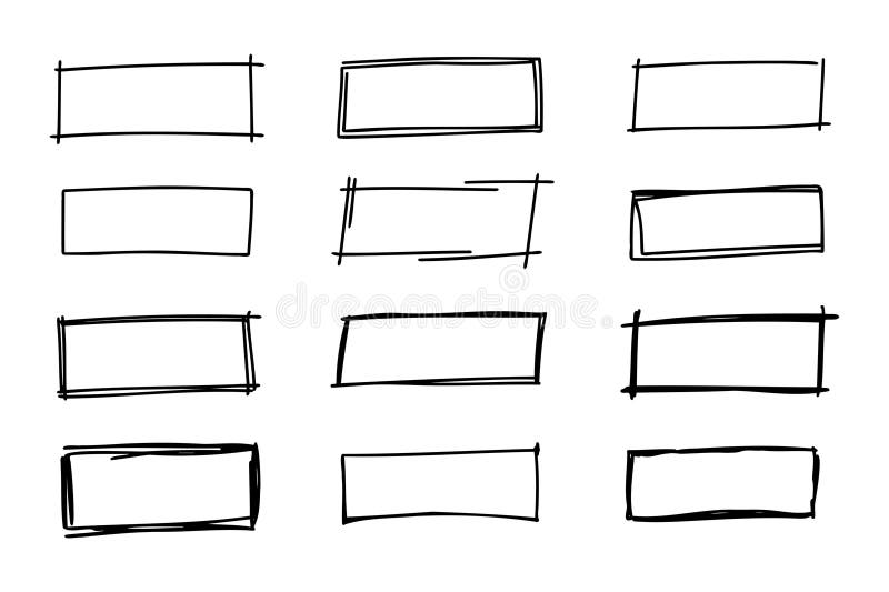 Hand Drawn Doodle Vector Rectangle Frames. Grungy Scribble Rectangle ...