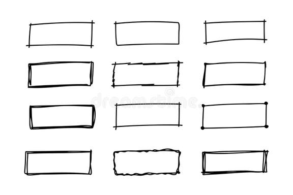 Hand Drawn Doodle Vector Rectangle Frames. Grungy Scribble Rectangle ...
