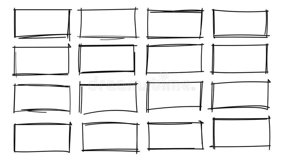 Hand Drawn Doodle Rectangle Frames Vector Set Stock Vector ...