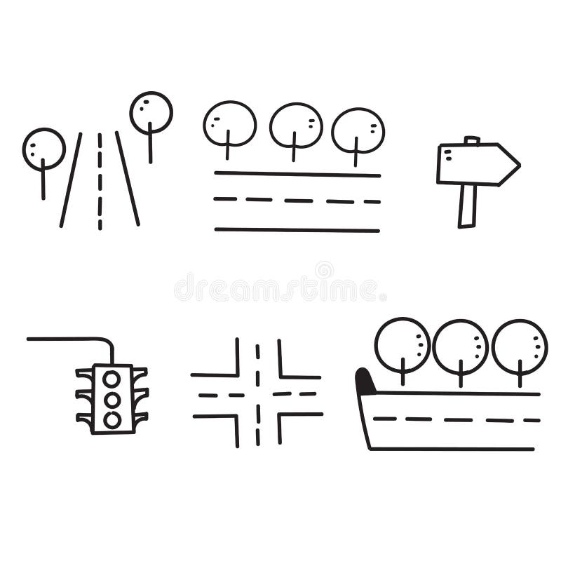 Hand Drawn Doodle Road and Highway Illustration Vector Stock Vector ...
