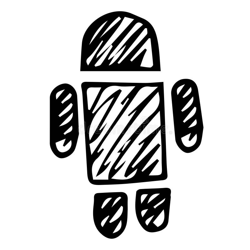 Hand Drawn Doodle of Robot Simple Flat Vector Illustration Stock Vector ...