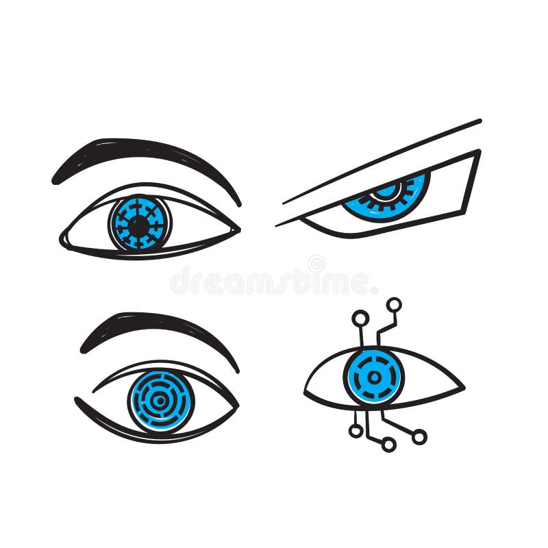 Hand Drawn Doodle Robotic Eye Illustration Vector Stock Vector ...