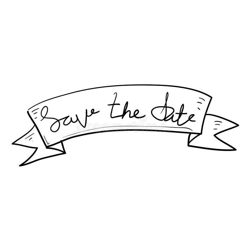 Hand Drawn Doodle Save the Date Typography Illustration Doodle Vector ...
