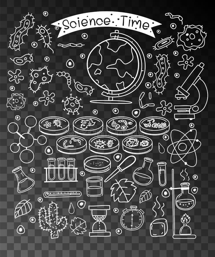 Hand Drawn Doodle of Science Icons Stock Vector - Illustration of ...