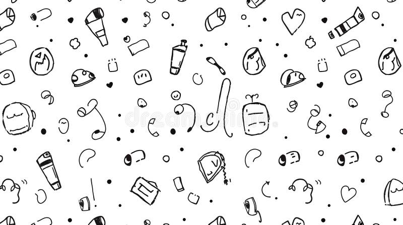 Hand-Drawn Doodle Seamless Pattern with Abstract Elements. Generative ...