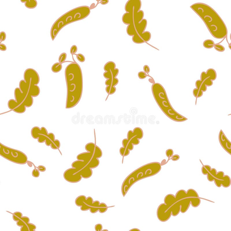 Hand-drawn Doodle Seamless Pattern of Green Peas and Leaves Stock ...