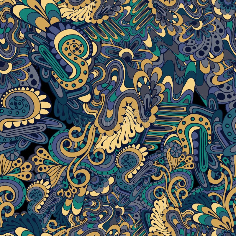 Seamless Pattern with Compasses Drawn with Floral Elements Stock Vector ...