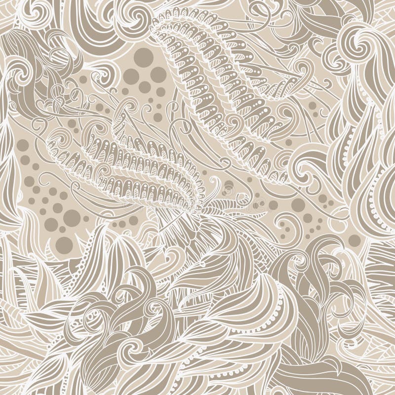 Seamless Pattern with Compasses Drawn with Floral Elements Stock Vector ...