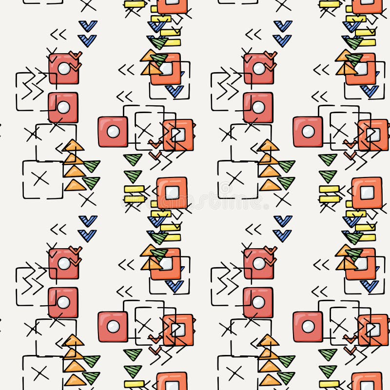 Doodle Seamless Pattern with Various Doodle Flowers, Leaves and ...