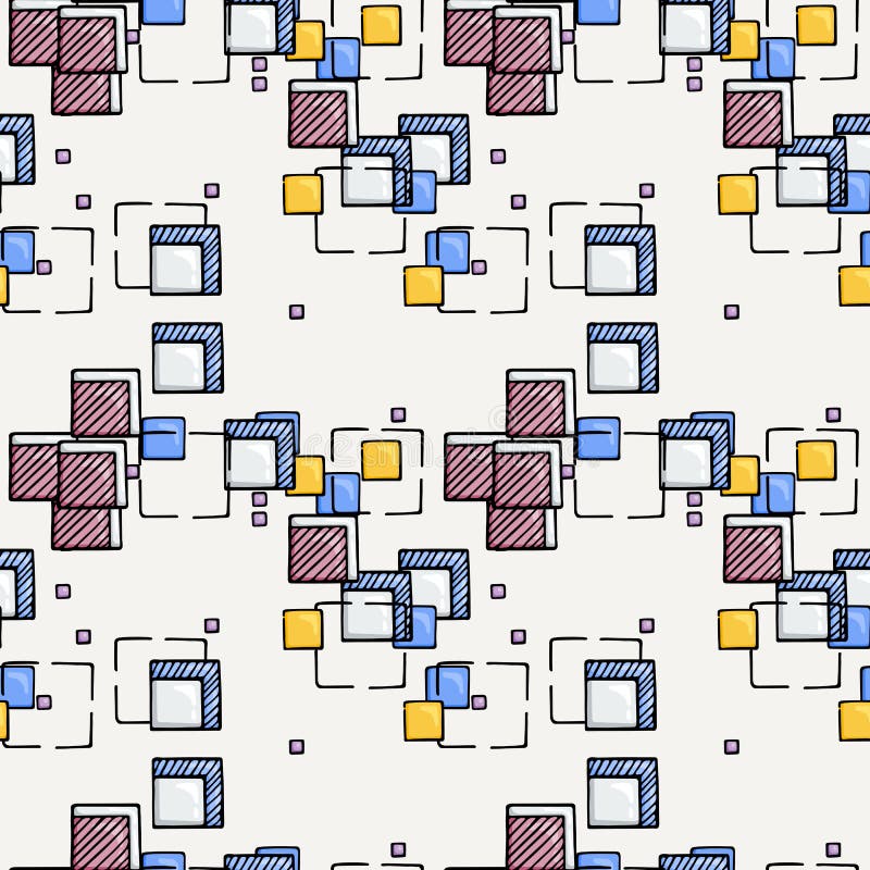 Doodle Seamless Pattern with Various Doodle Flowers, Leaves and ...