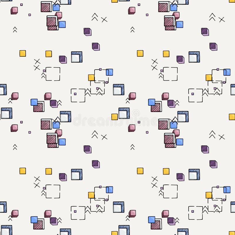 Hand Drawn Doodle Seamless Pattern. Stock Vector - Illustration of ...