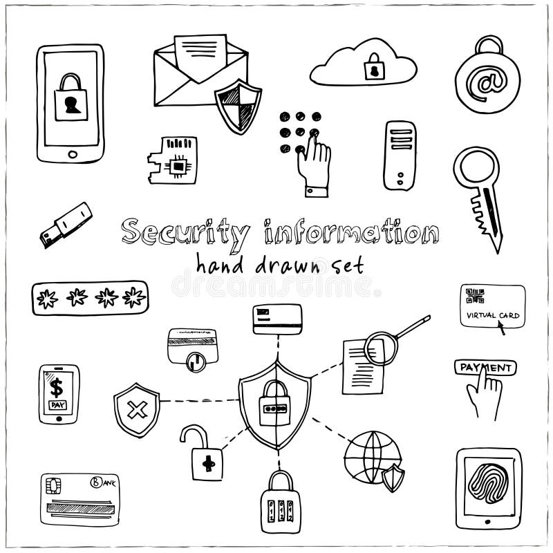 Security Doodle Icon Pack stock illustration. Illustration of entry ...